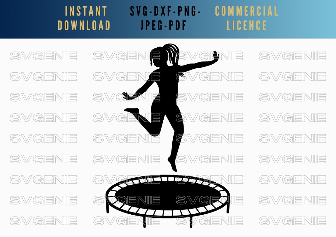 Girl on Trampoline SVG, Gymnastics Silhouette Clipart (digital Download ...