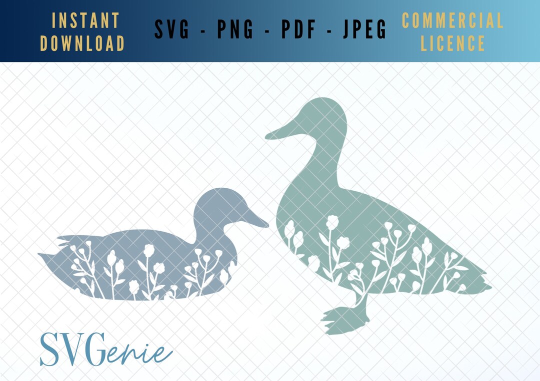 Duck SVG, Floral Duck PNG, Mother Duck Svg, Wildflower Duck Svg ...