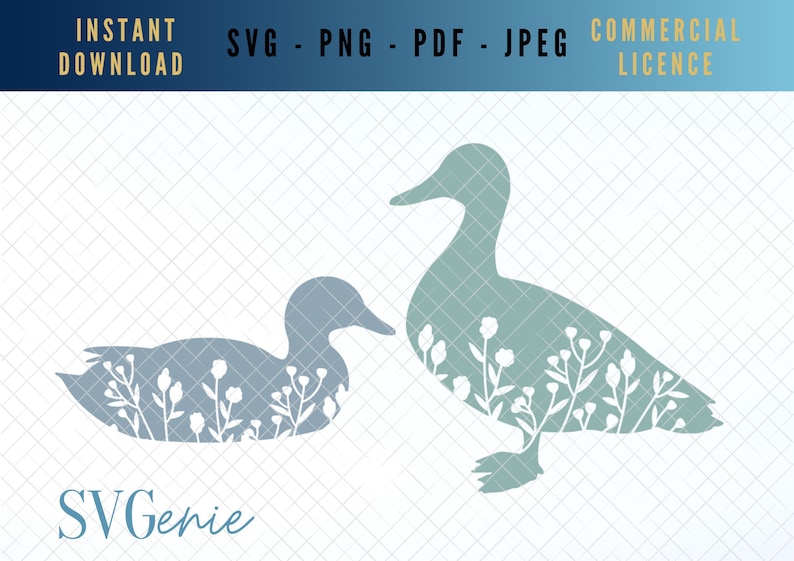 Duck SVG Floral Duck PNG Mother Duck Svg Wildflower Duck - Etsy