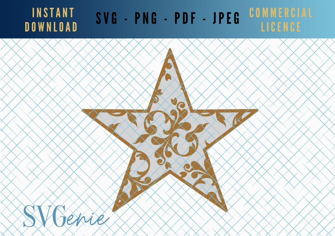 Star SVG Patterned Star SVG Layered Star Vector Damask Star - Etsy
