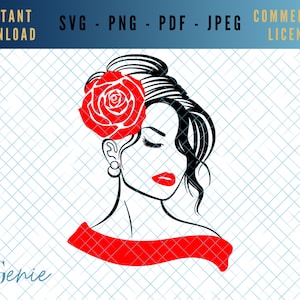 Woman SVG Lady SVG Señorita PNG Female Face Svg Woman With - Etsy UK