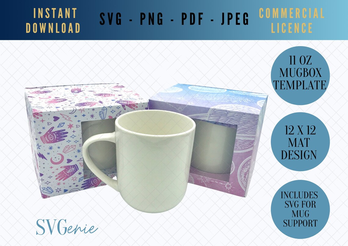 Mug Box SVG Template With Window Mug Presentation Box With - Etsy