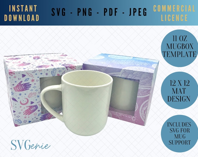Mug Box SVG Template With Window Mug Presentation Box With - Etsy
