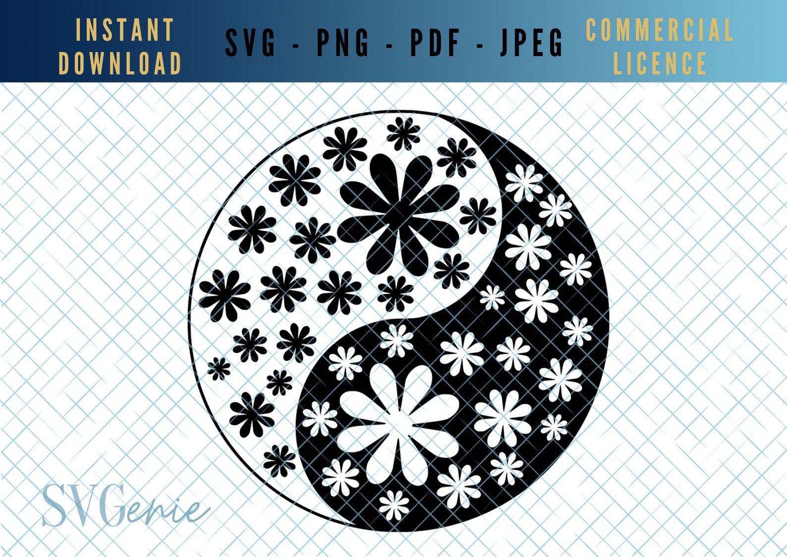 Yin and Yang SVG Floral Yin Yang SVG Daisy Yin Yang Vector - Etsy UK