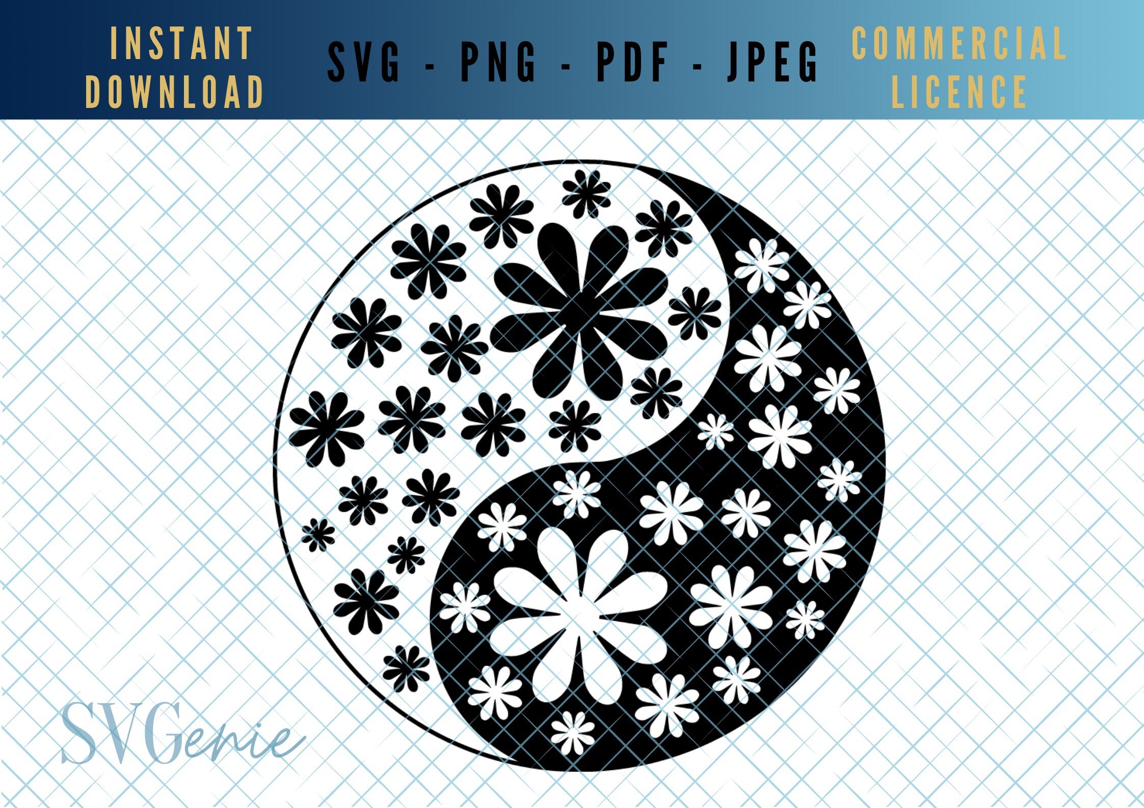 Yin and Yang SVG Floral Yin Yang SVG Daisy Yin Yang Vector - Etsy UK