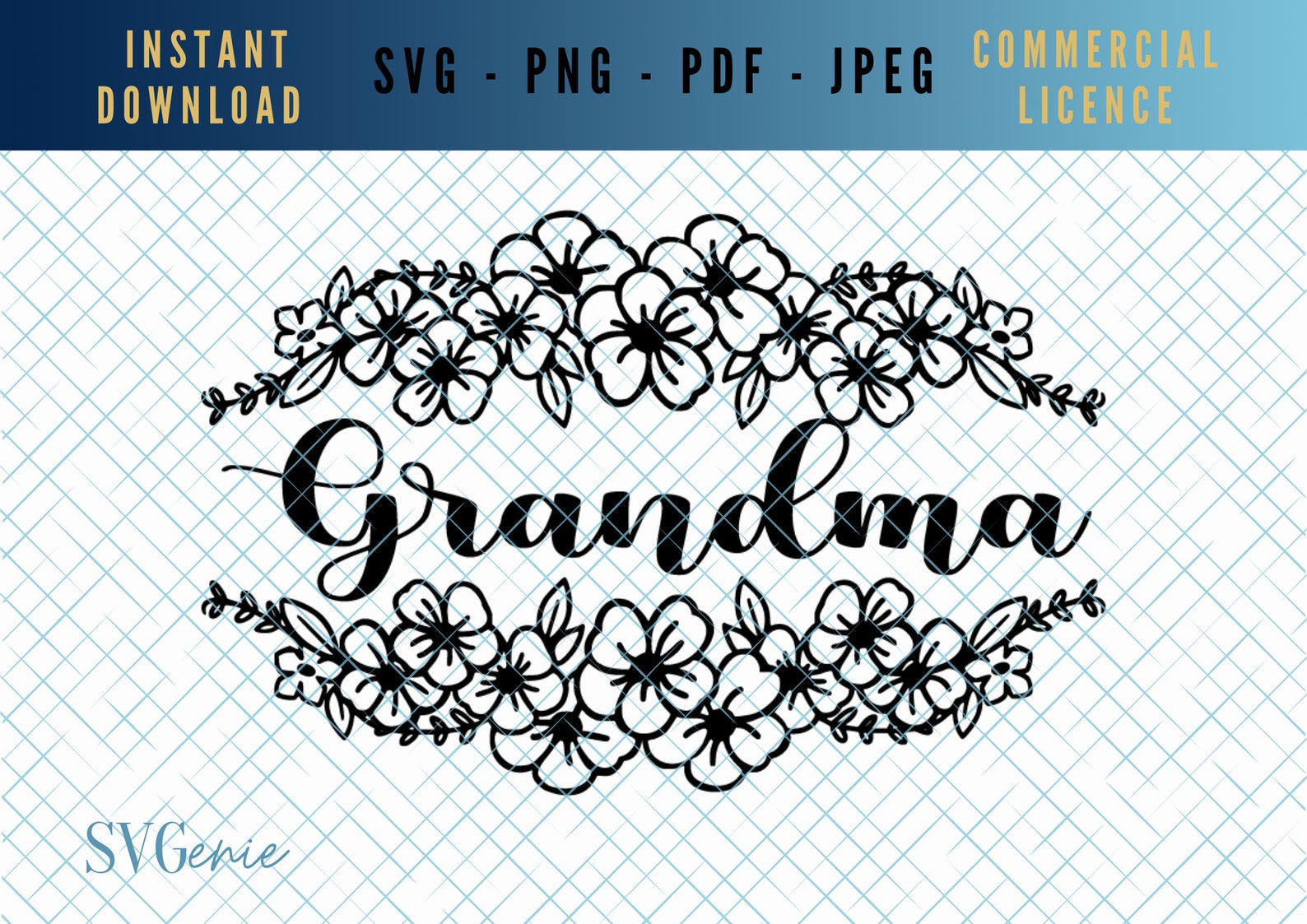 Grandma Floral Svg Grandma Wreath Svg Grandmother Svg Gran - Etsy
