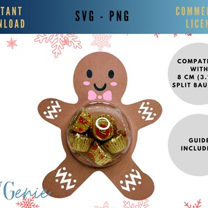 Gingerbread Man Candy Holder SVG, Gingerbread Ornament SVG, Bauble Cut ...
