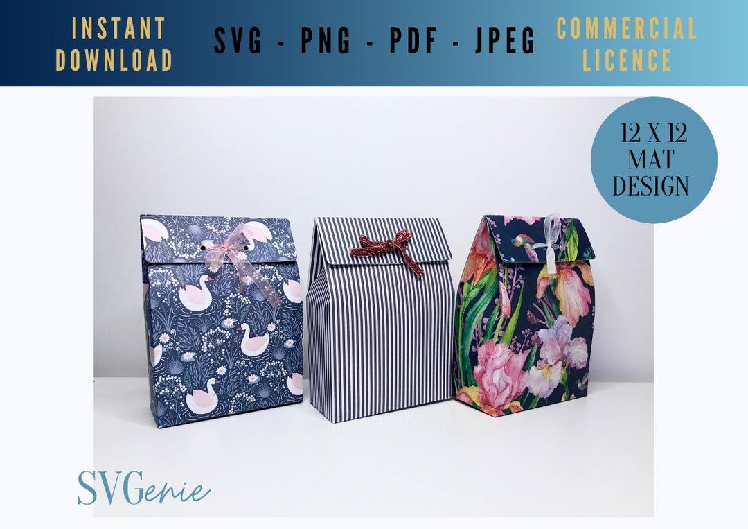 Fold Over Gift Bag SVG Template, Presentation Box Design (digital ...