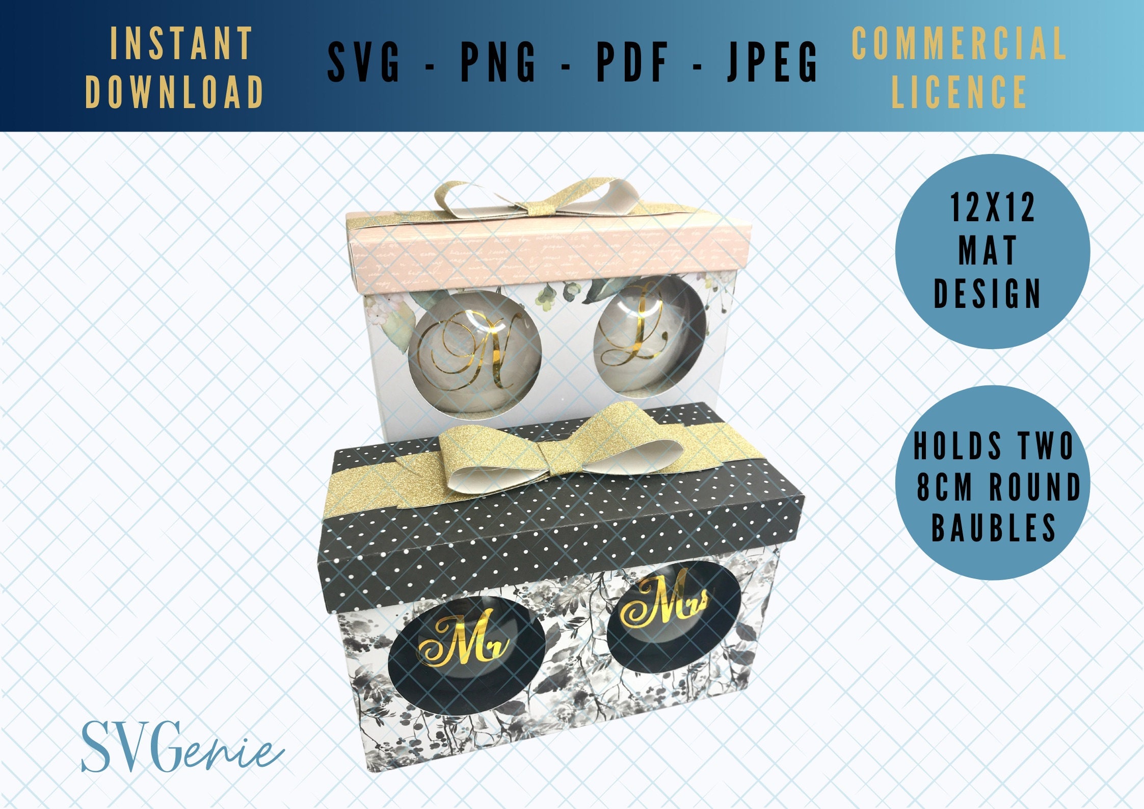 Double Bauble Box SVG, Box Template for Two Baubles, Double ...