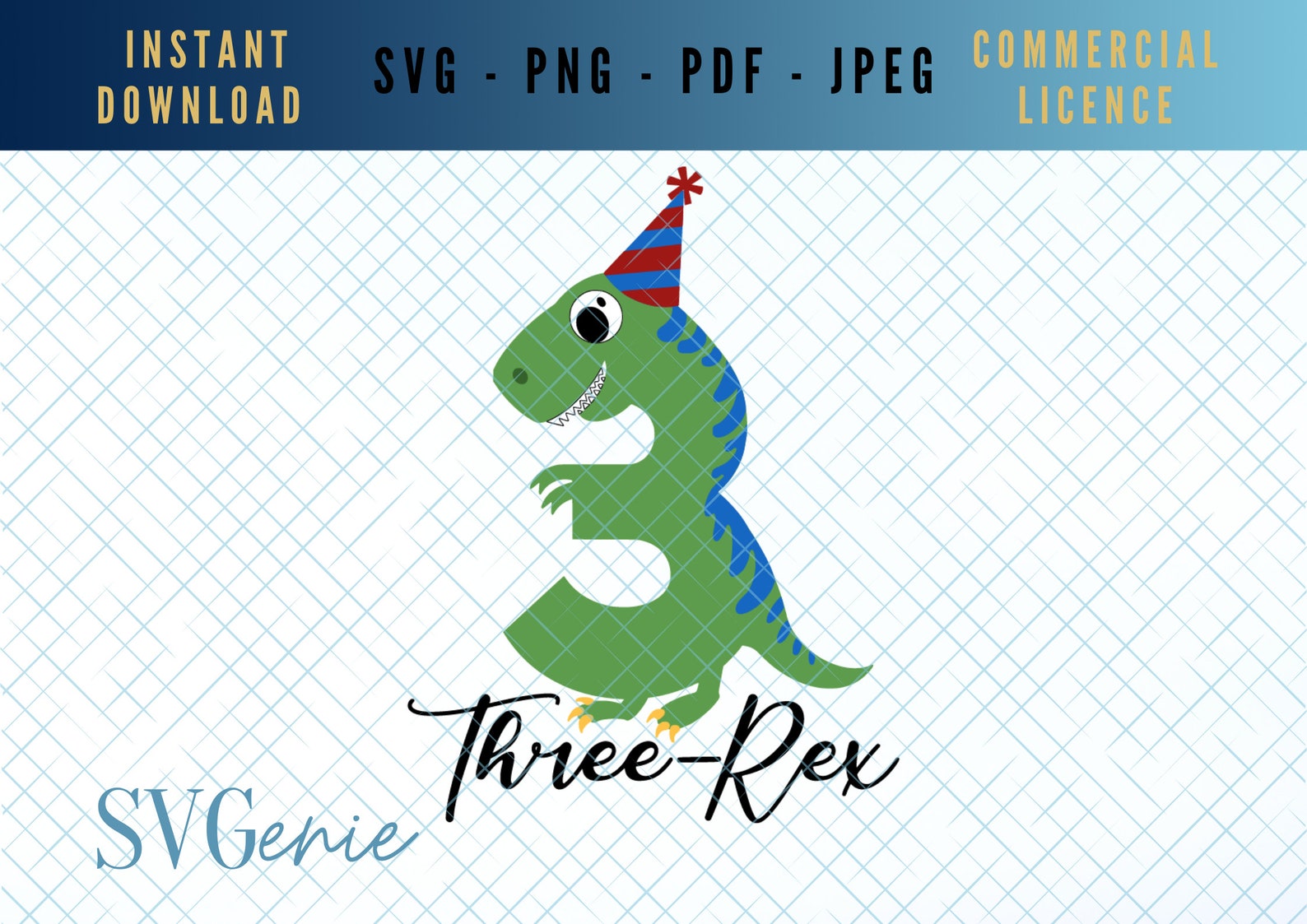 Three-rex 3rd Birthday Dinosaur (svg, Png, Pdf, Jpeg) (digital Download ...