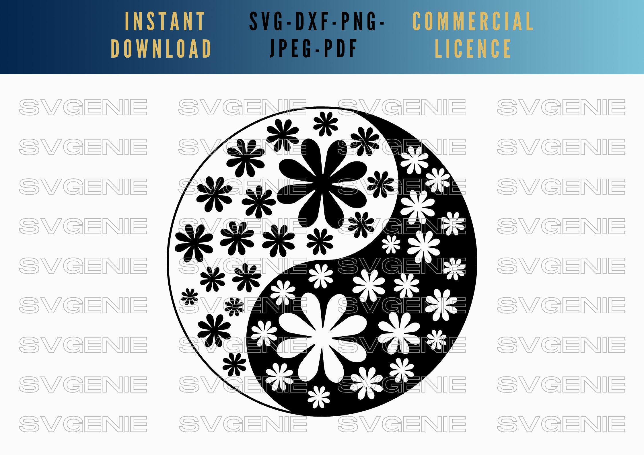 Yin and Yang SVG Floral Yin Yang SVG Daisy Yin Yang Vector - Etsy