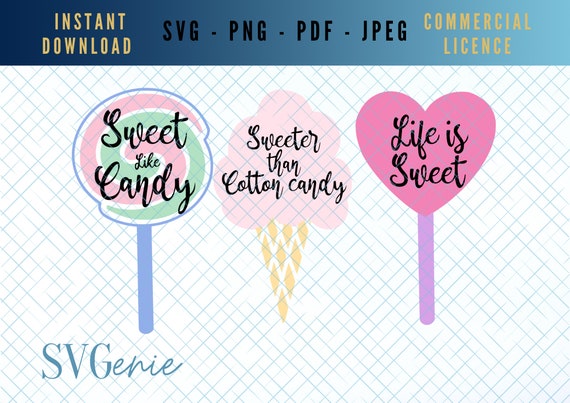 Candy Svg Sweet Svg Lolly Svg Lollipop Vector Cotton Candy - Etsy