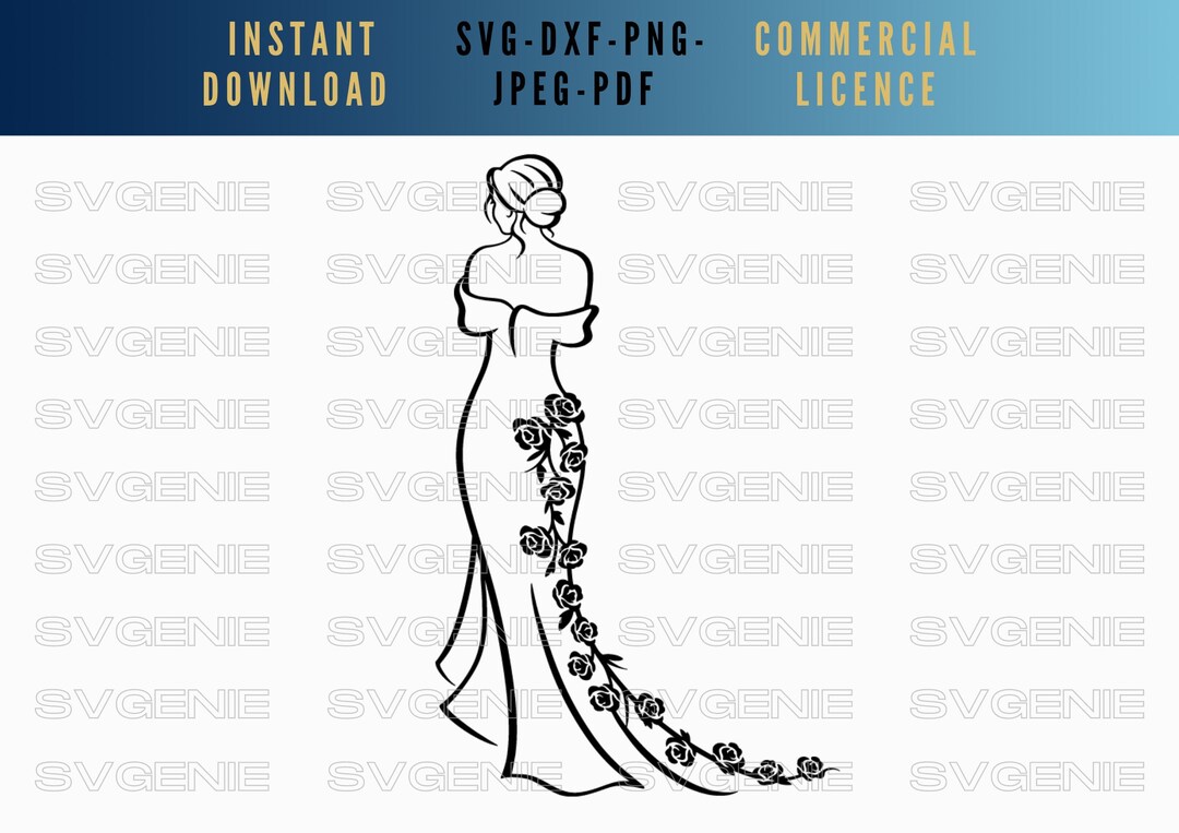 Wedding Dress SVG Bride DXF Bridal Gown PNG Bridal Shower - Etsy