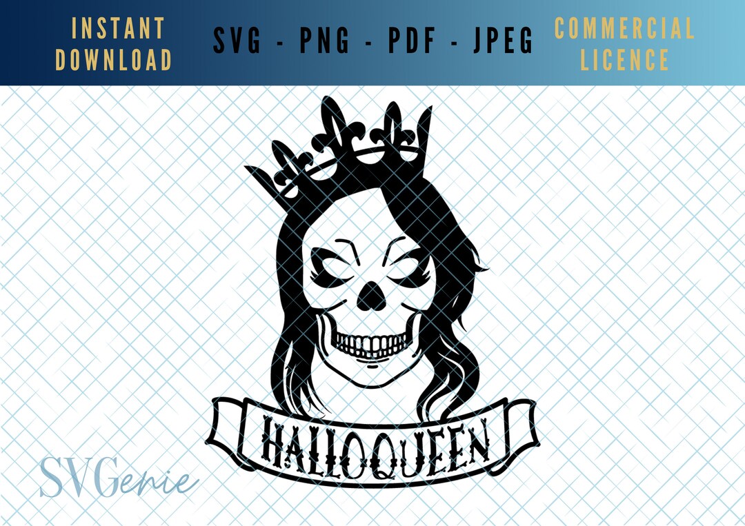 Halloqueen SVG, Halloween Cut File, Skull Crown SVG, Skeleton Queen SVG ...