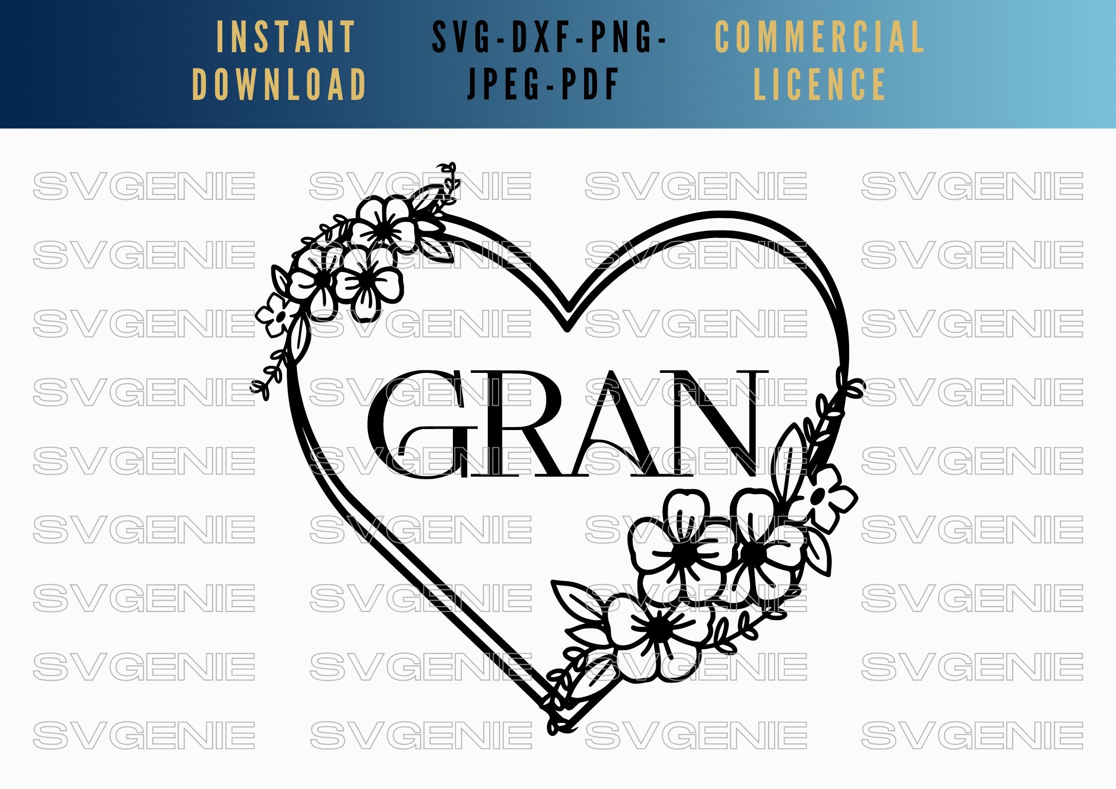 Gran Svg, Gran Heart Wreath Svg, Love Gran Svg, Gran Mother’s Day Svg ...