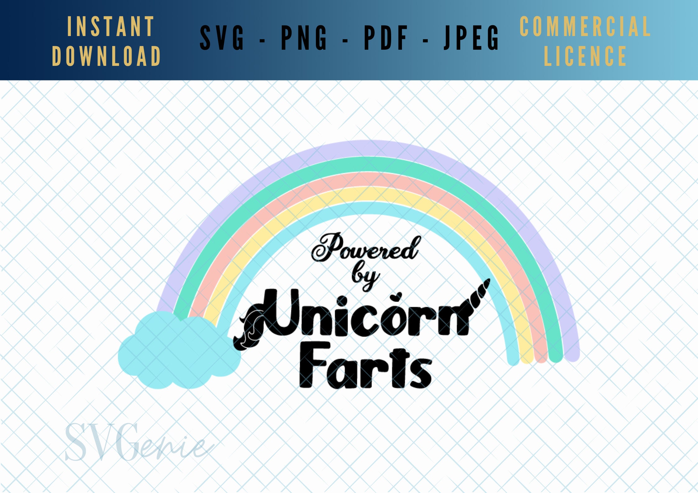 Powered by Unicorn Farts SVG, Farting Unicorn Cut File, I Fart Rainbows ...