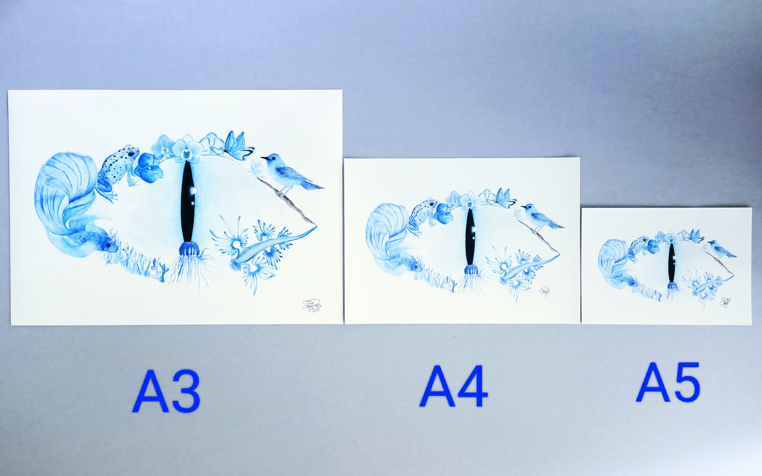 A3 PRINT sea the Skeye, Surrealist Watercolour, Illustration of Eye ...