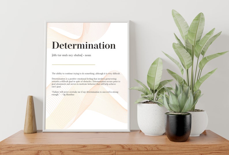Determination Definition Printable Wall Art Digital Download Print - Etsy