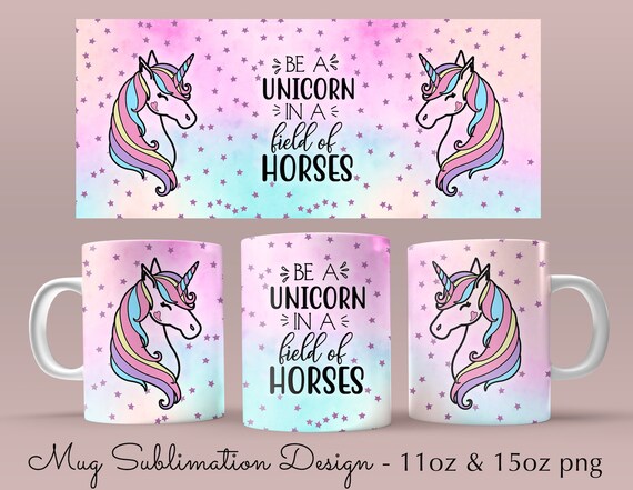 11 And 15oz Unicorn Coffee Mug Sublimation Design Template Etsy