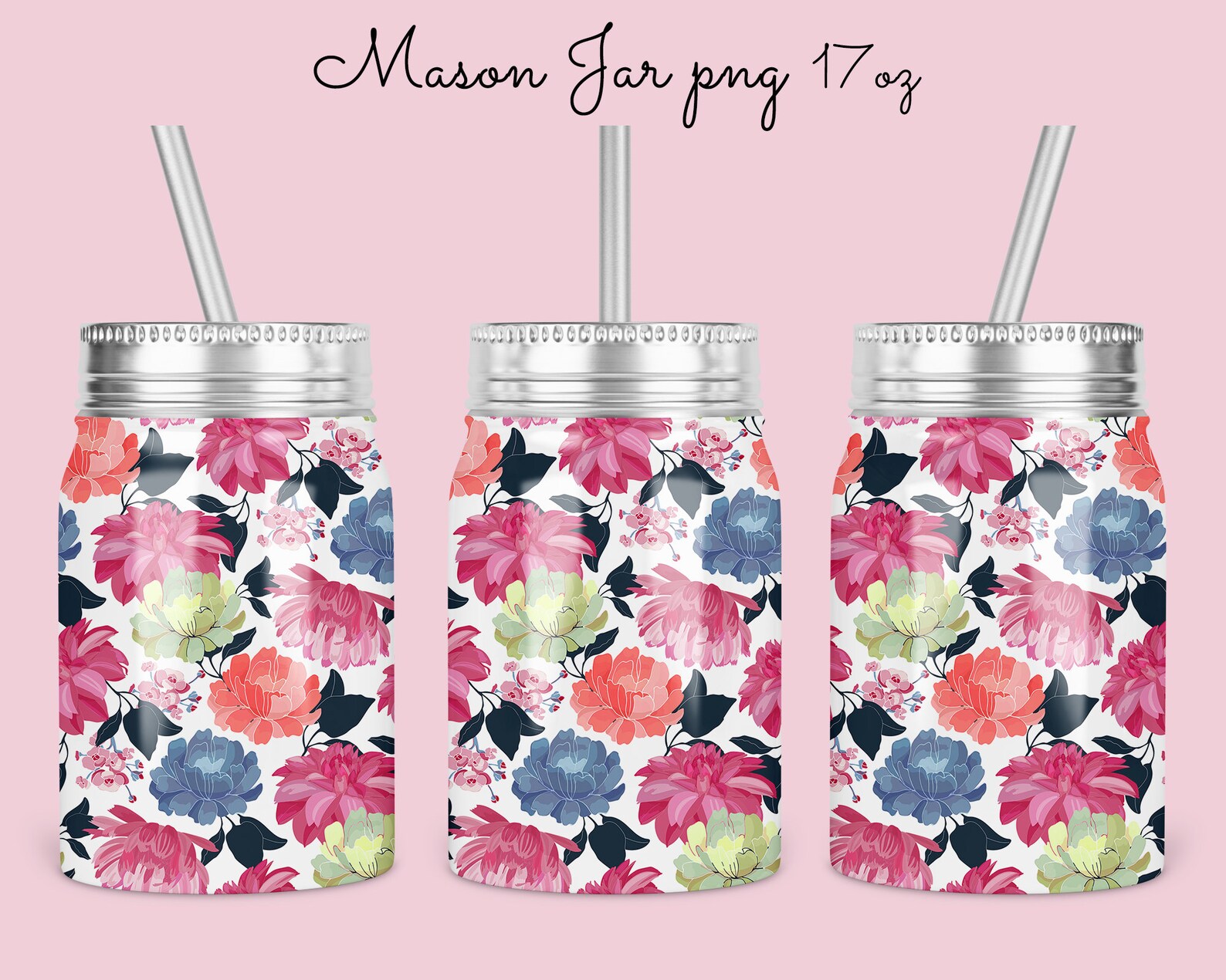 17oz Mason Jar Tumbler Sublimation Design Template Colorful | Etsy