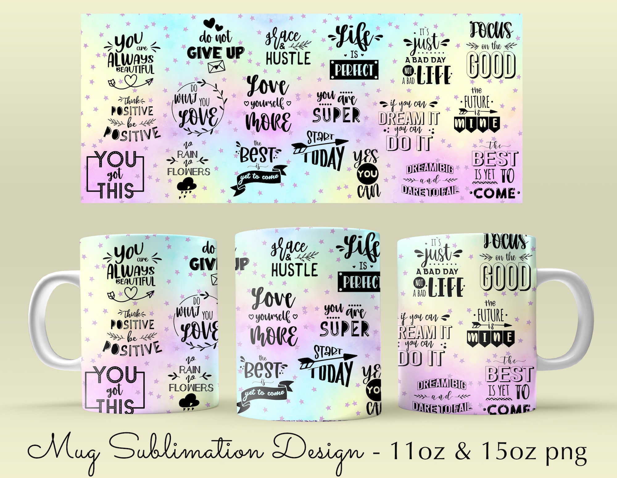 11 & 15oz Positive Quotes Motivational Lines on Coffee Mug - Etsy