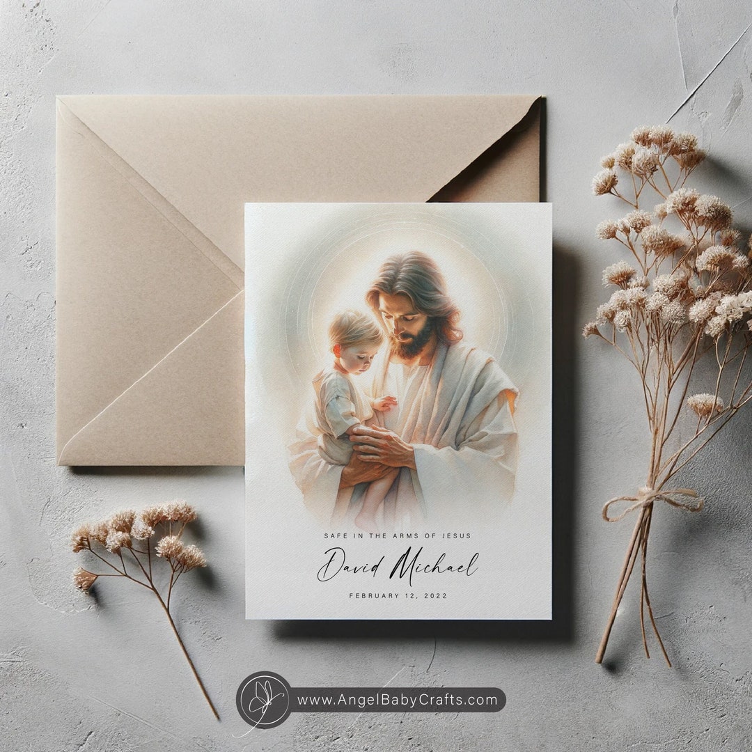 Safe in the Arms of Jesus - Infant Memorial Sympathy Card - Etsy