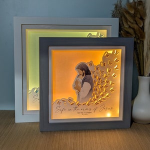 3D Lighted Shadow Box Art - Safe in Arms of Jesus Miscarriage Memorial ...