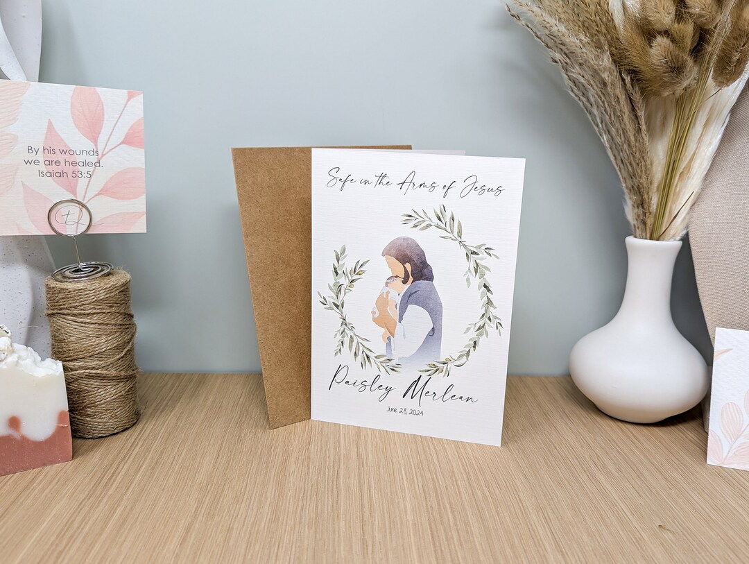 Personalized Baby Loss Card With Digital Print, Jesus Sympathy Card ...