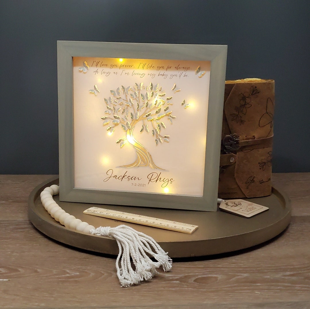3D Lighted Shadowbox Frame - Butterfly Tree Memorial Art - Etsy