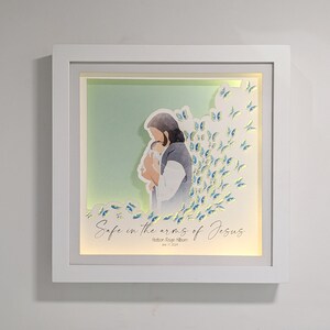 3D Lighted Shadow Box Art - Safe in Arms of Jesus Miscarriage Memorial ...