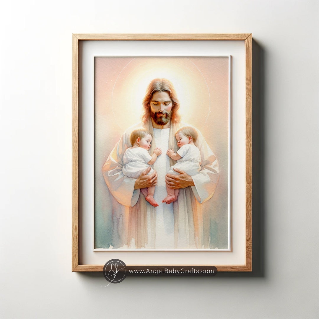 Jesus Holding Twins - Miscarriage Print Gift, Infant Loss Print ...