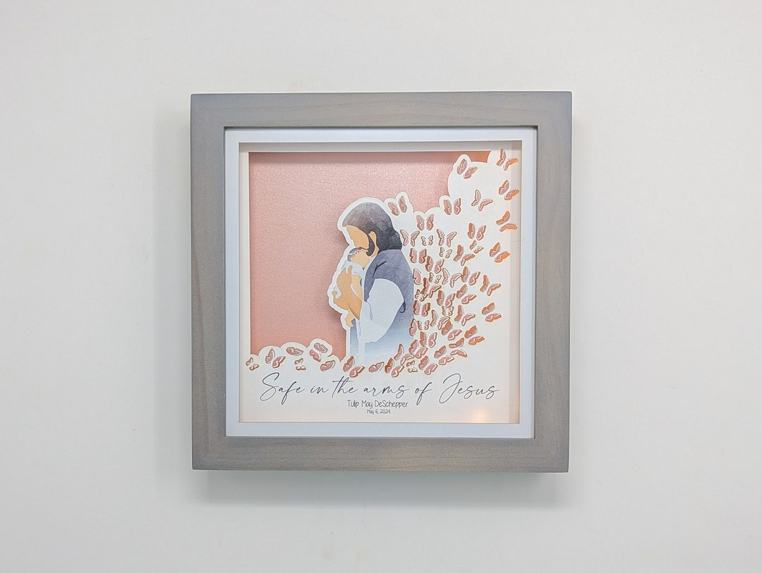 3D Lighted Shadow Box Art - Safe in Arms of Jesus Miscarriage Memorial ...