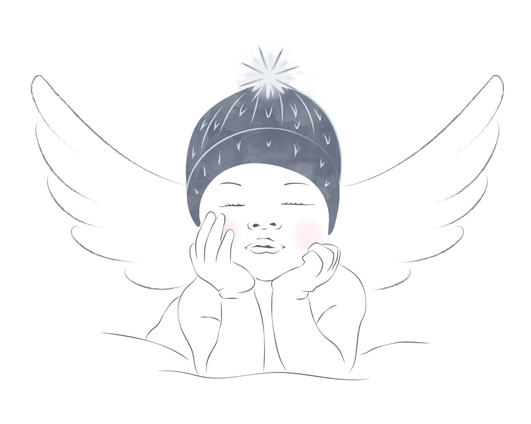 Angel Baby Boy Line Art | Nursery Line Art | Pregnancy Loss Print ...