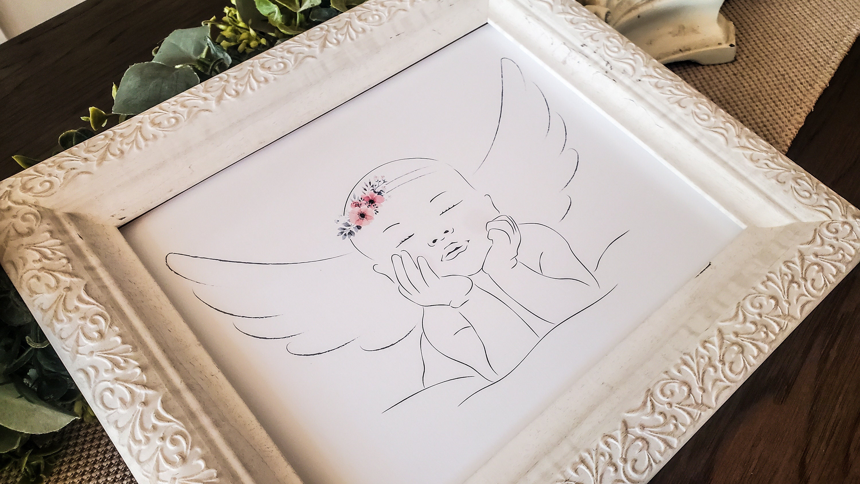 Baby Girl Line Art Angel Baby Line Art Pregnancy Loss - Etsy