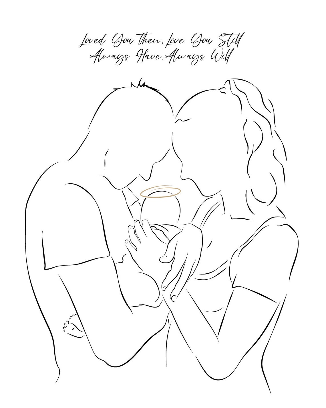Mother and Father With Angel Baby Miscarriage Gift, Wall Art, Digital ...
