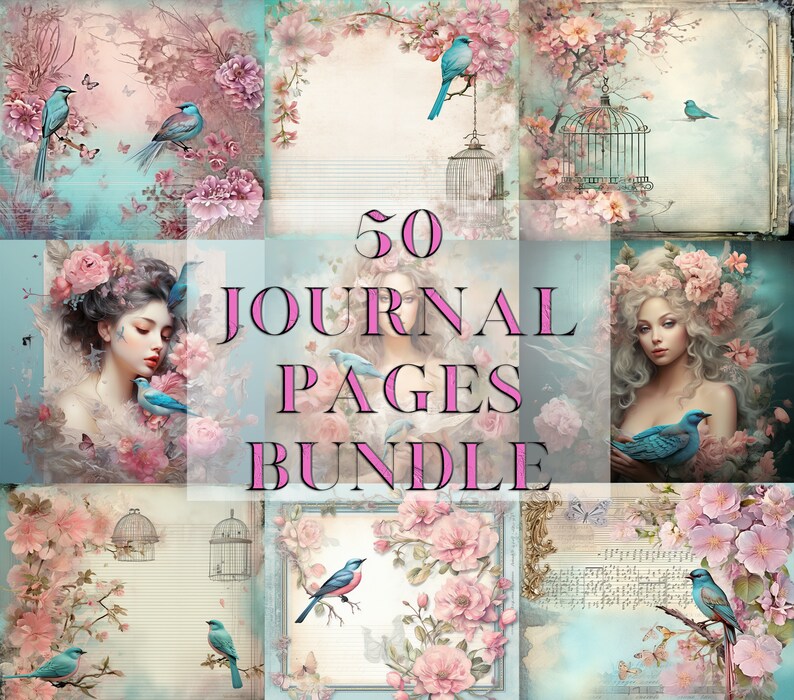 Bohemian Girl Journal Page Kit Bundle 50 Stunning Paper Designs ...