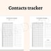 Contacts Tracker Printable Pdf Track Contacts Tracker Contact Lenses ...