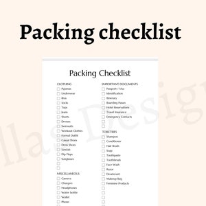 Packing Checklist Printable Pdf Travel Packing List Packing Checklist ...