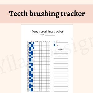 Teeth Brushing Tracker Printable Pdf Dental Hygiene Tracker Kids Teeth ...