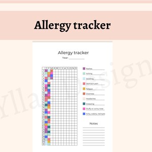 Allergy Tracker Printable Pdf Symptom Tracker Health Tracker Allergy ...