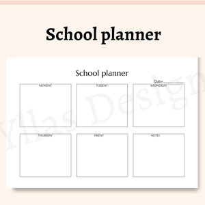 Weekly School Planner Printable Pdf Landscape 5 Day Minimalist Planner ...