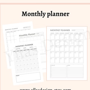Undated Monthly Planner Printable PDF Minimalist Monthly Calendar ...