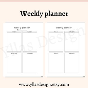 Weekly Planner on Two Pages Printable Pdf Minimalist Planner on 2 Pages ...