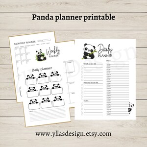 Panda Planner Printable Bundle Daily Weekly Monthly Planner Outfit ...