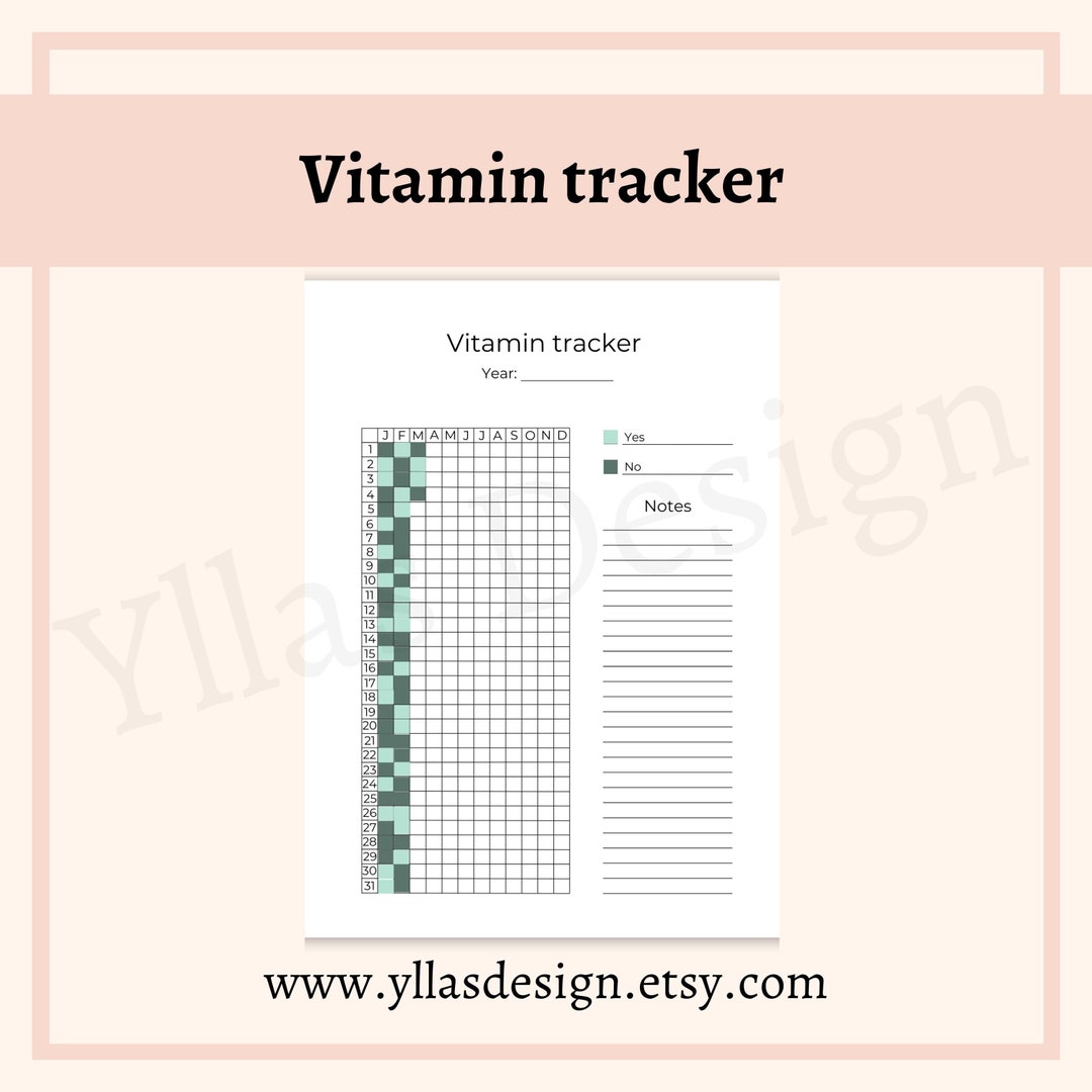 Vitamin Tracker Printable Pdf Vitamin Log Journal Pill Tracker ...