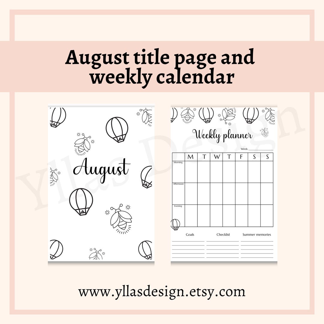 Fireflies August Title Page Printable Pfd Weekly Cover Page Weekly ...