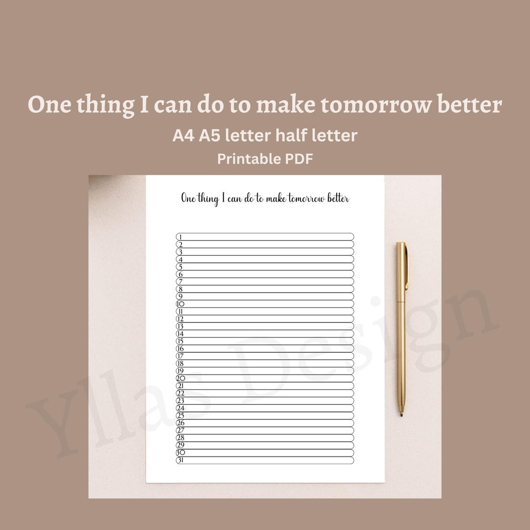 One Thing to Make Tomorrow Better Printable Pdf Evening Reflection ...