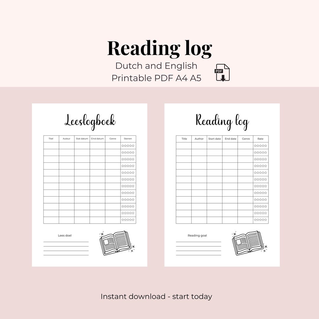 Detailed Reading Log Printable | Book Tracker With Ratings & Genres ...