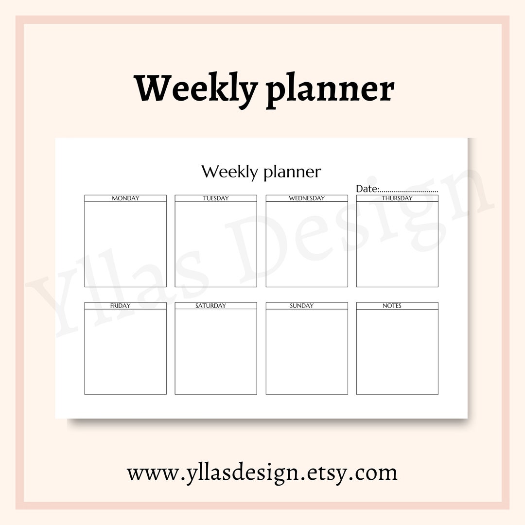 Weekly Planner Printable Landscape Weekly Schedule Pdf Week at a Glance ...