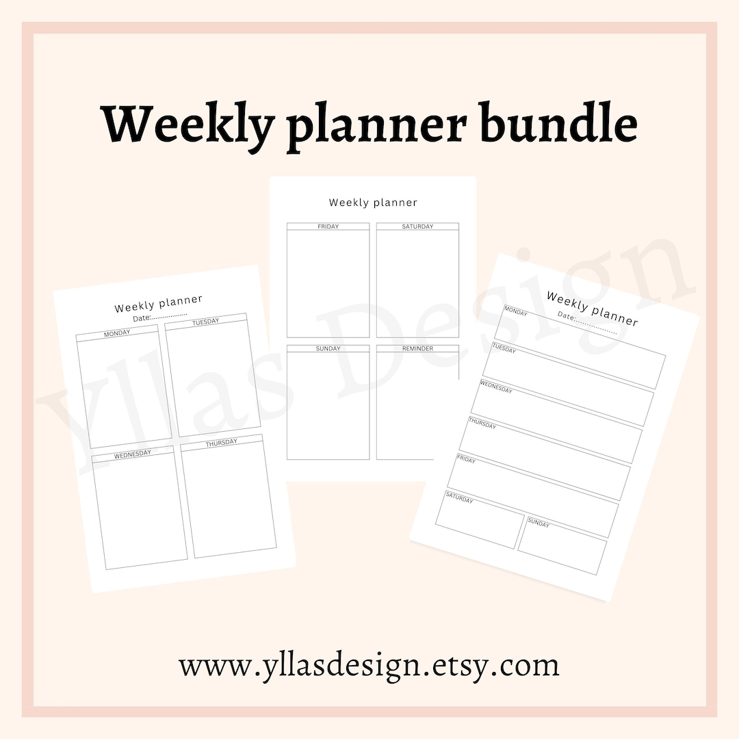 Weekly Planner Printable and Editable Pdf Bundle Weekly Organizer Week ...